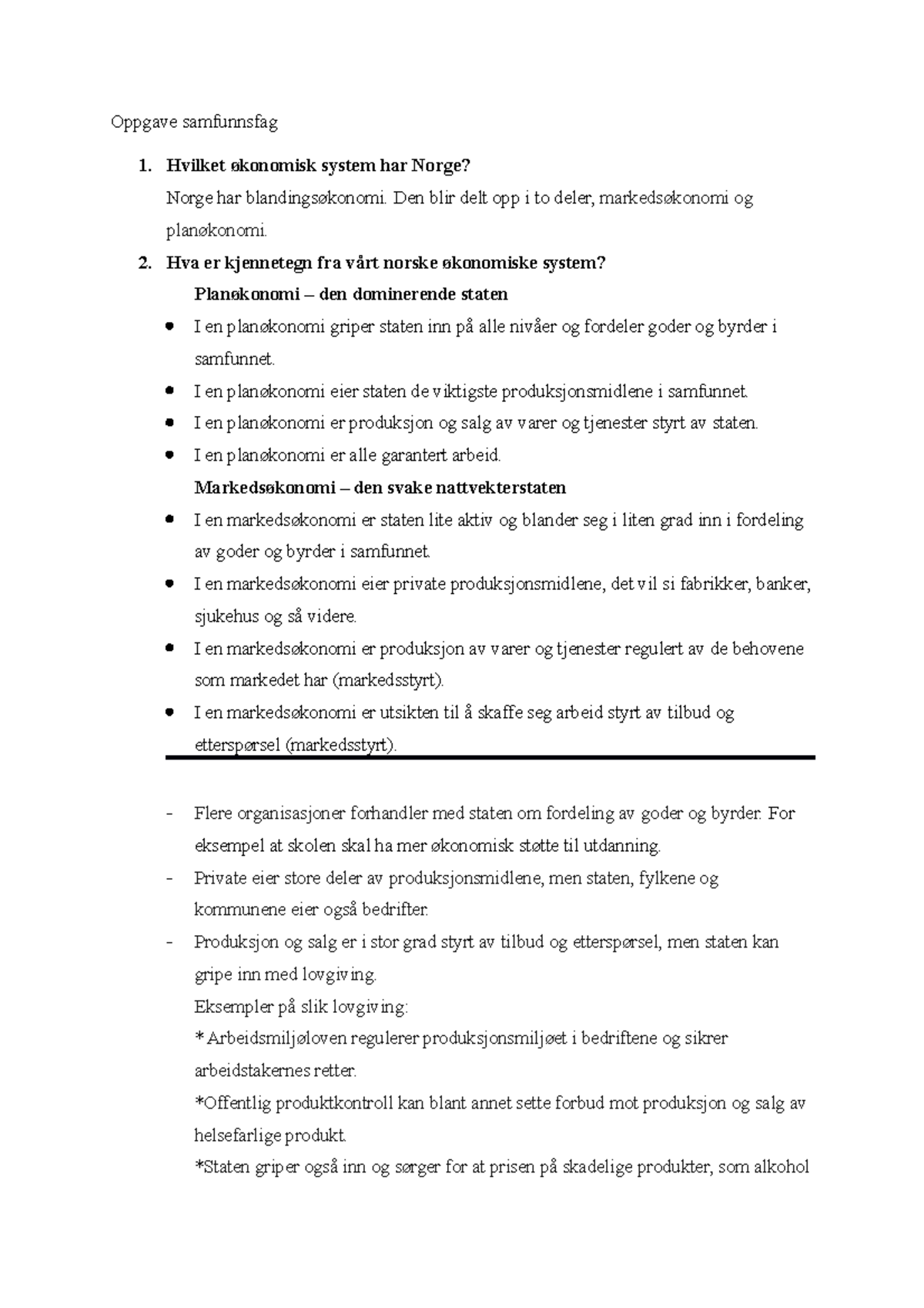 Samfunnsfag økonomi Noreg - Oppgave samfunnsfag Hvilket økonomisk ...