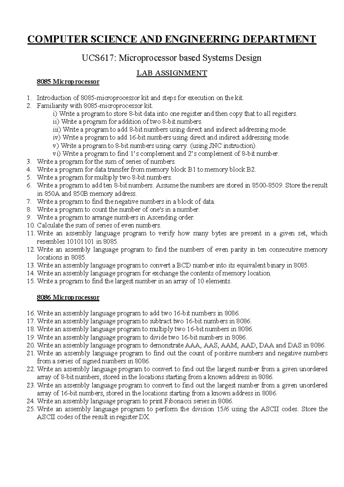 17 UCS617 e22 lab assignment - COMPUTER SCIENCE AND ENGINEERING DEPARTMENT UCS617 ...