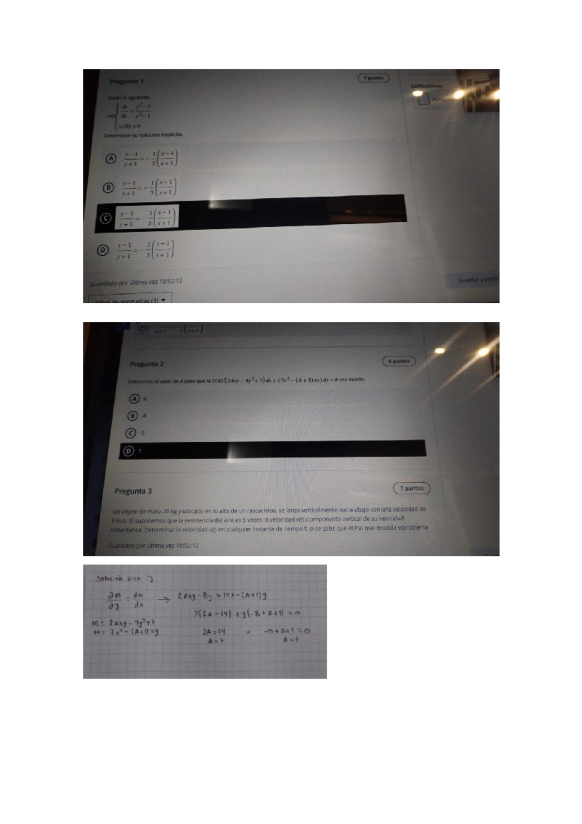 Cv1 - Control - Ecuaciones Diferenciales y Algebra Lineal - UPC - Studocu