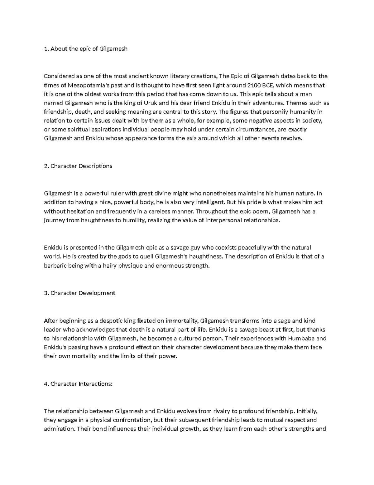 34343 - Epic Of Gilgamesh 5 QUestions w/ answers - About the epic of ...