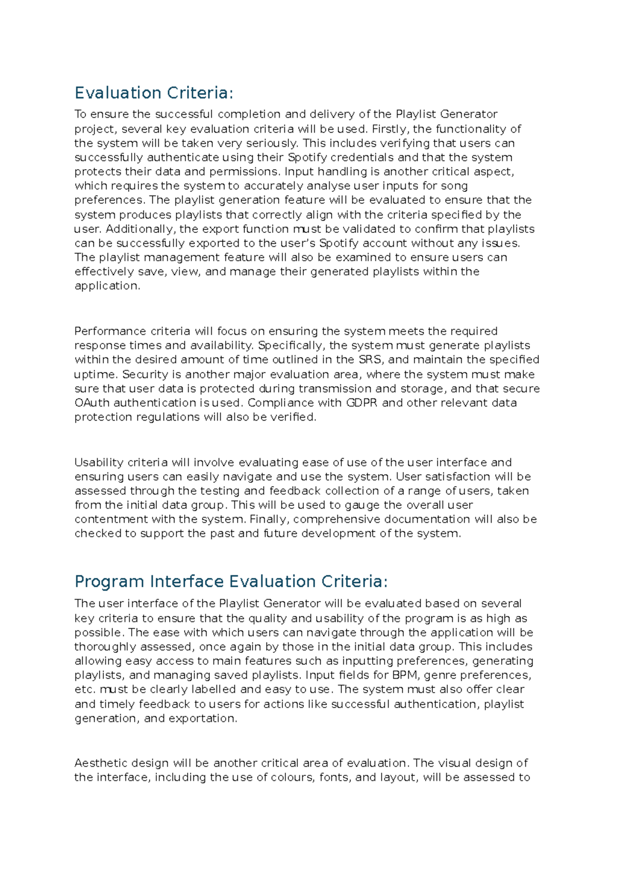 Applied Computing - Evaluation Criteria - Example - Evaluation Criteria ...