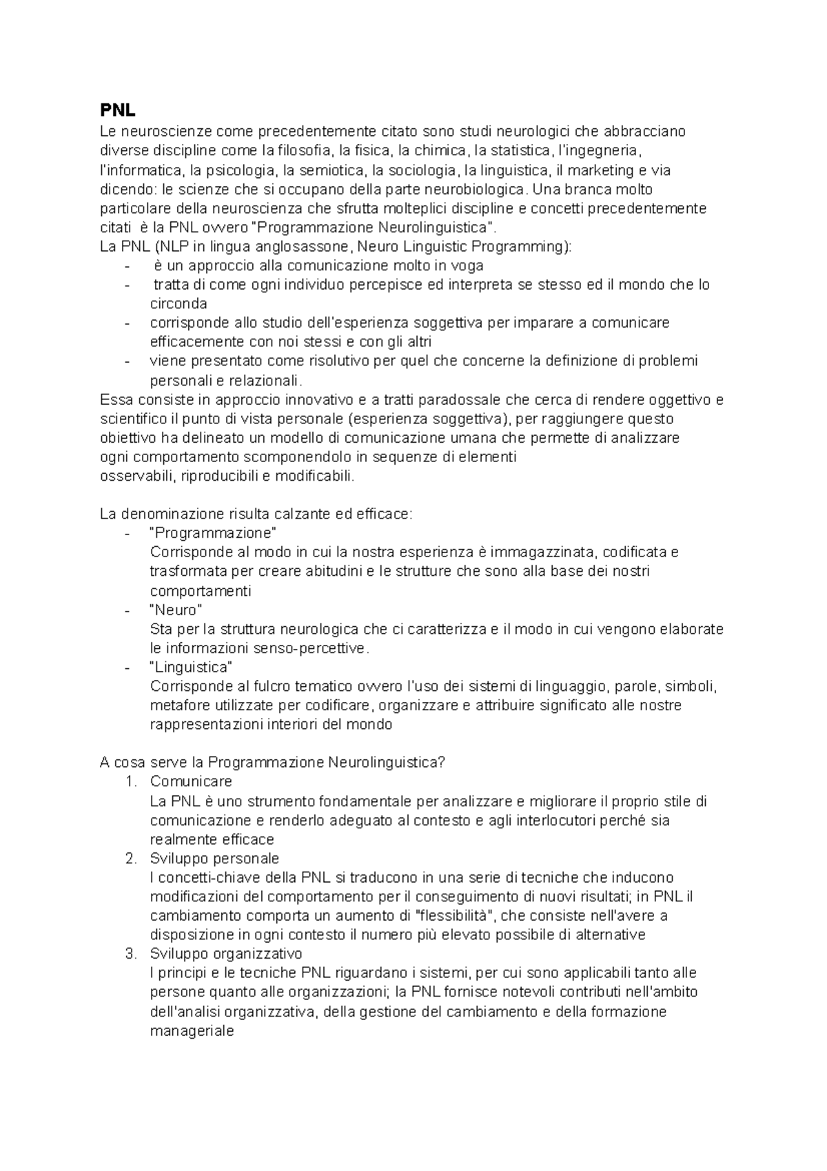 Psicologia della comunicazione - PNL - PNL Le neuroscienze come ...