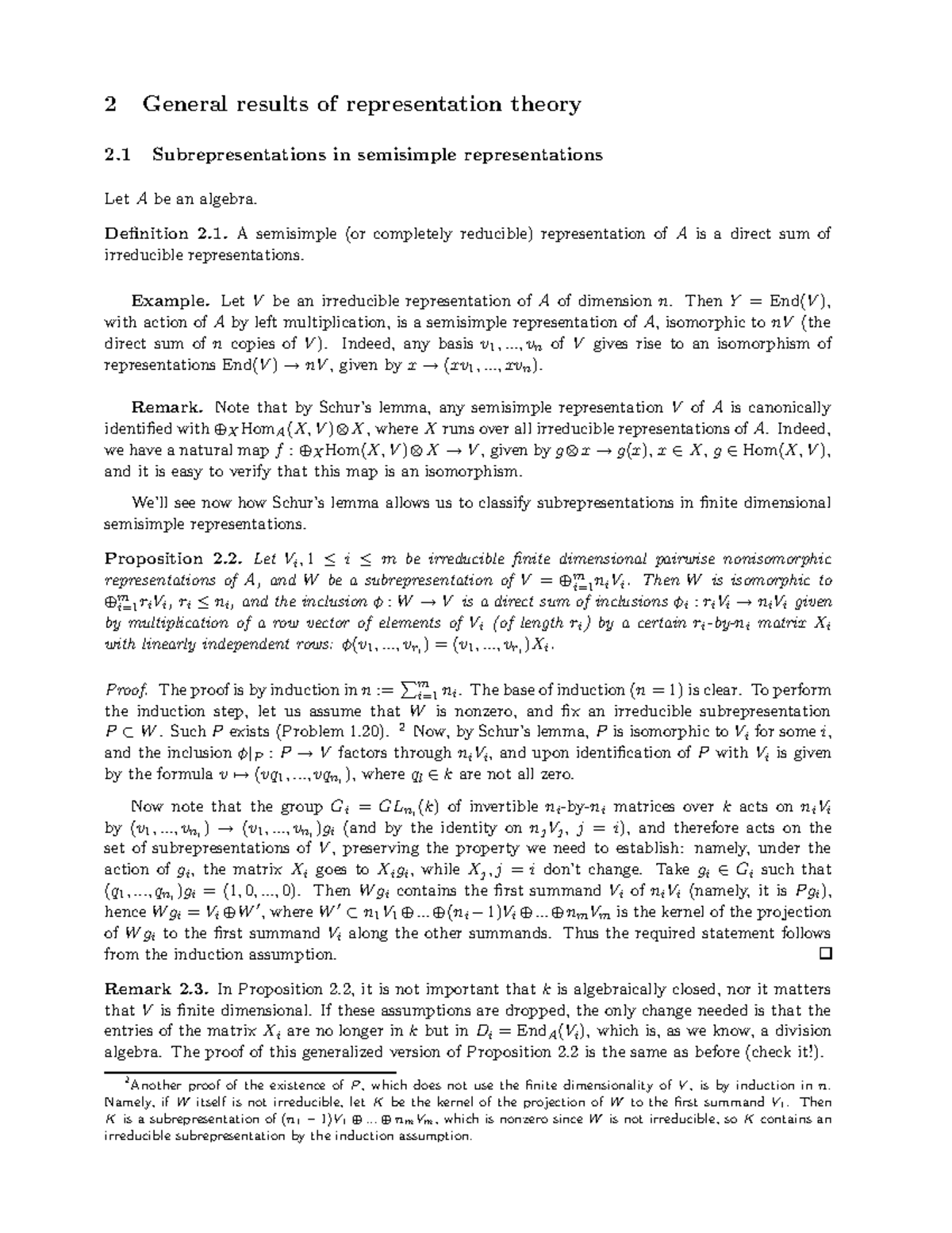 Chapter 2: General Results of Representation Theory (PDF) - 2 General ...