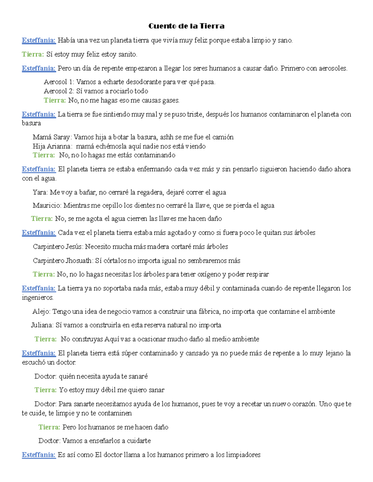 OBRA LA Tierra - la importancia de cuidar el planeta - Cuento de la ...