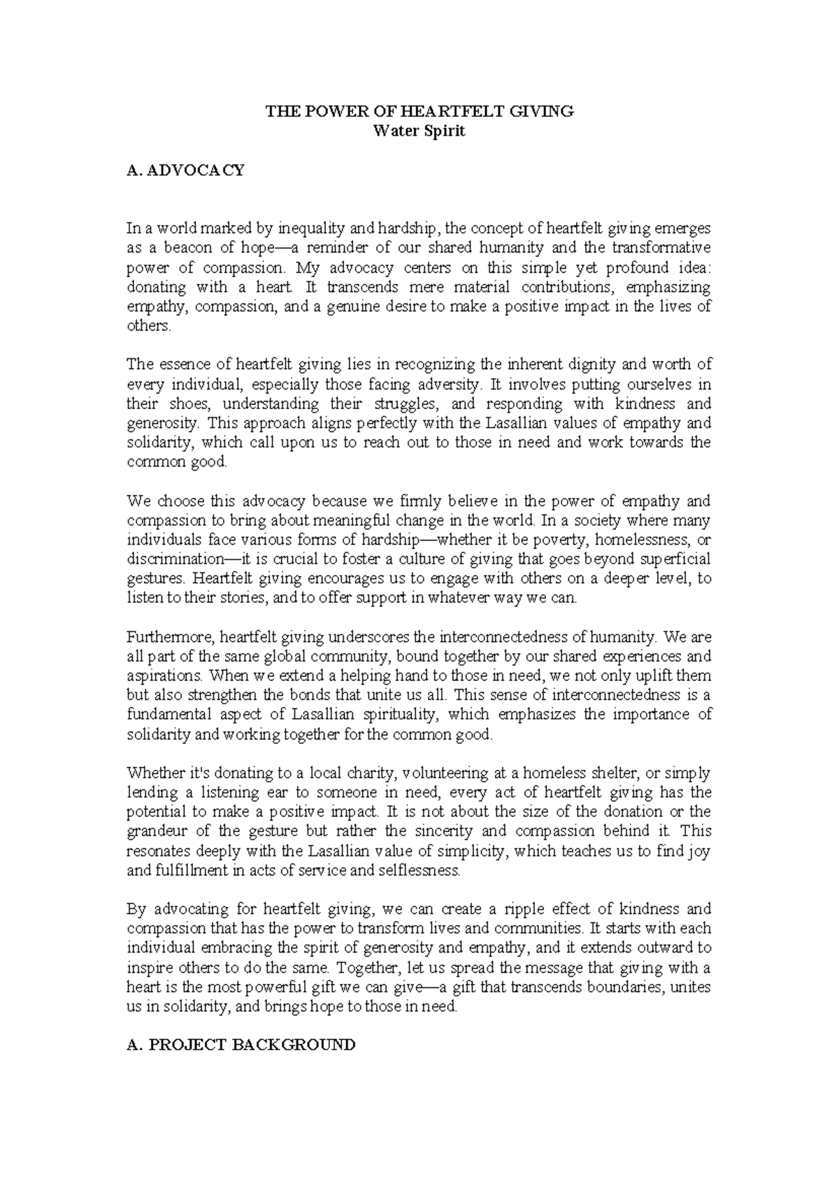 THE Power OF Heartfelt Giving water adv - THE POWER OF HEARTFELT GIVING ...