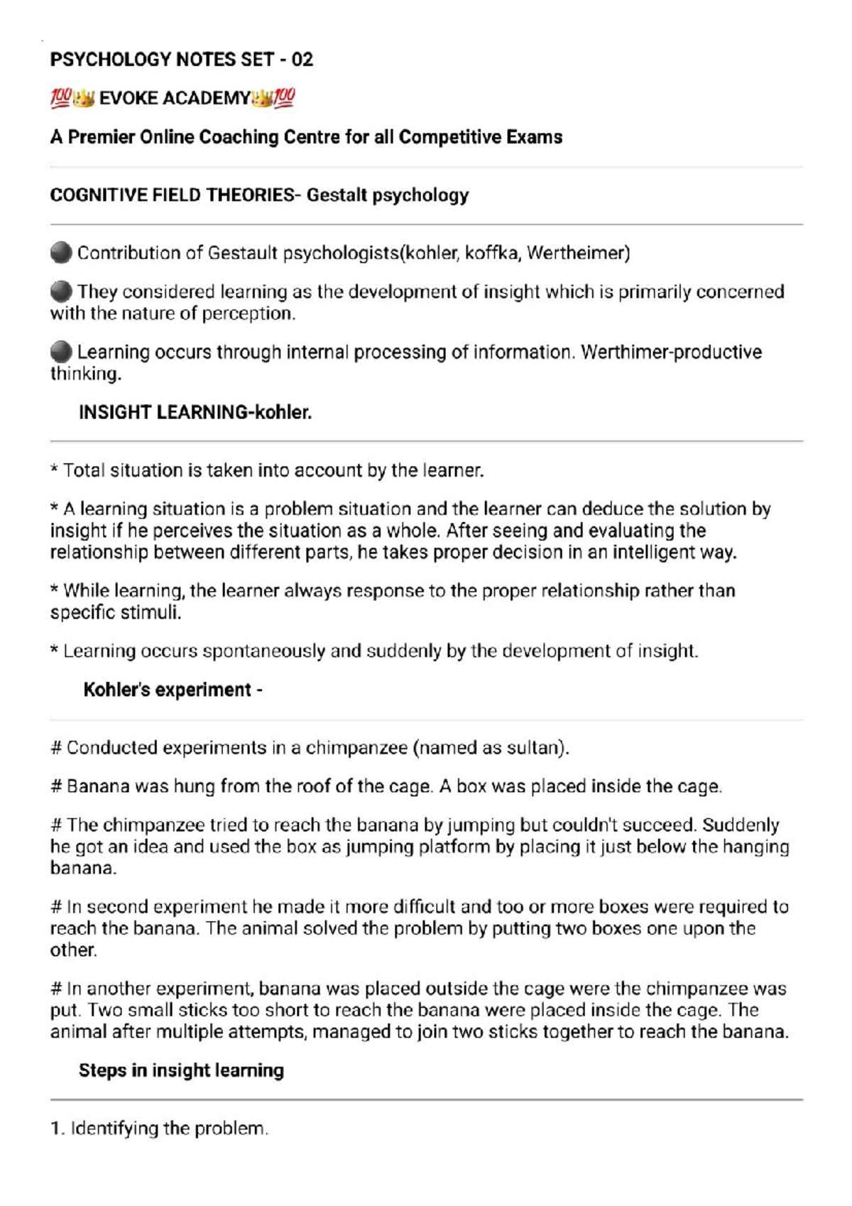 Psychology - 02 - B. Ed class notes - Introduction to psychology - Studocu