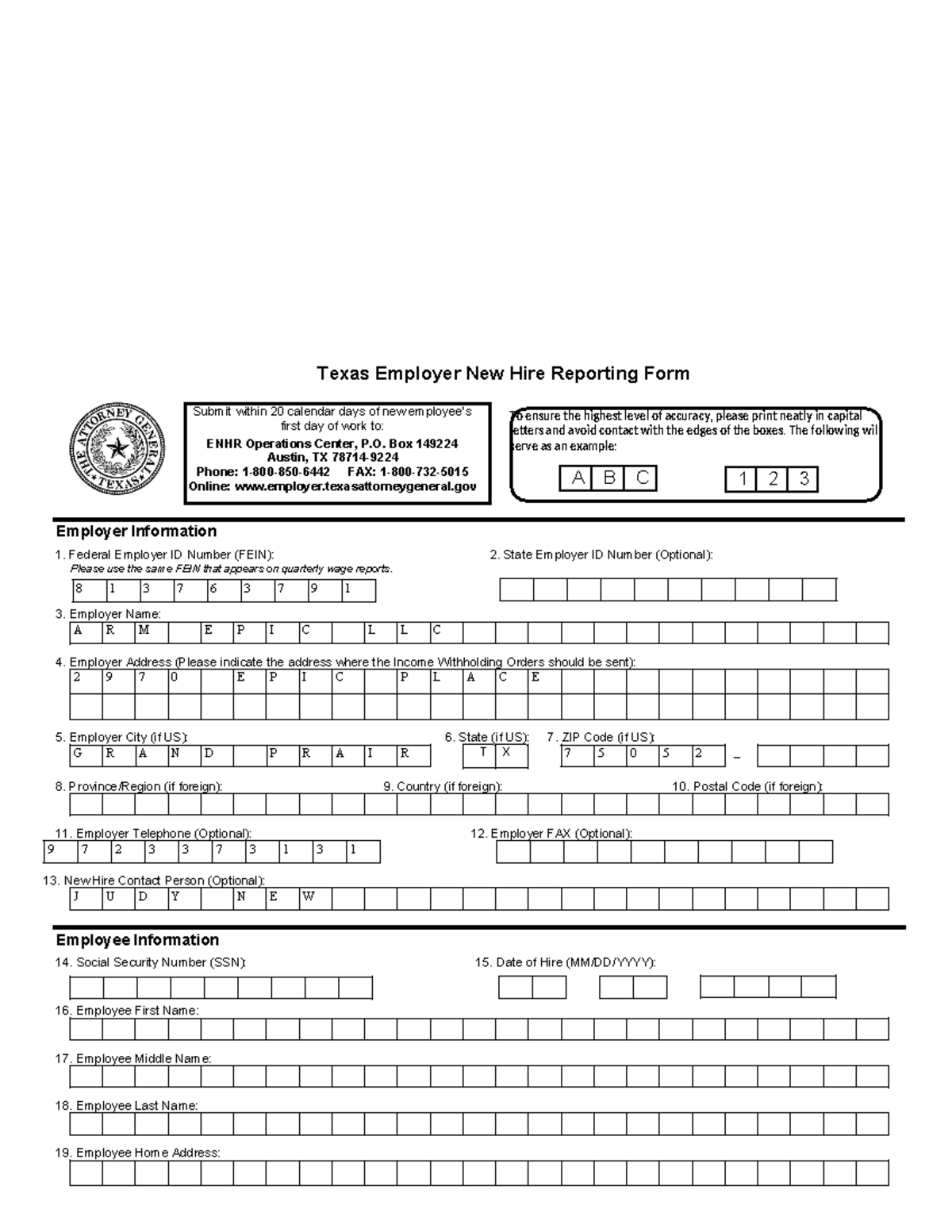 Txemployernewhirerpt - To ensure the highest level of accuracy, please ...