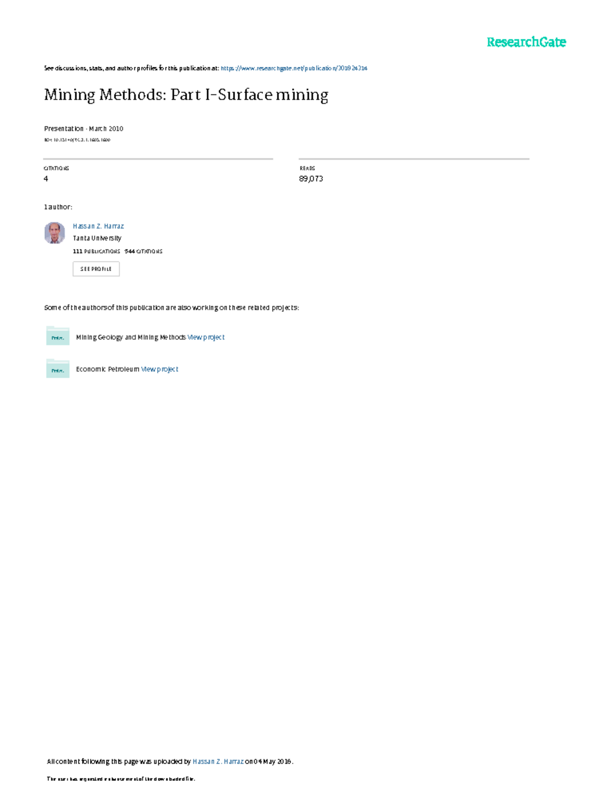 Topic 5 Mining Methods Part I Surfacemining - See discussions, stats ...