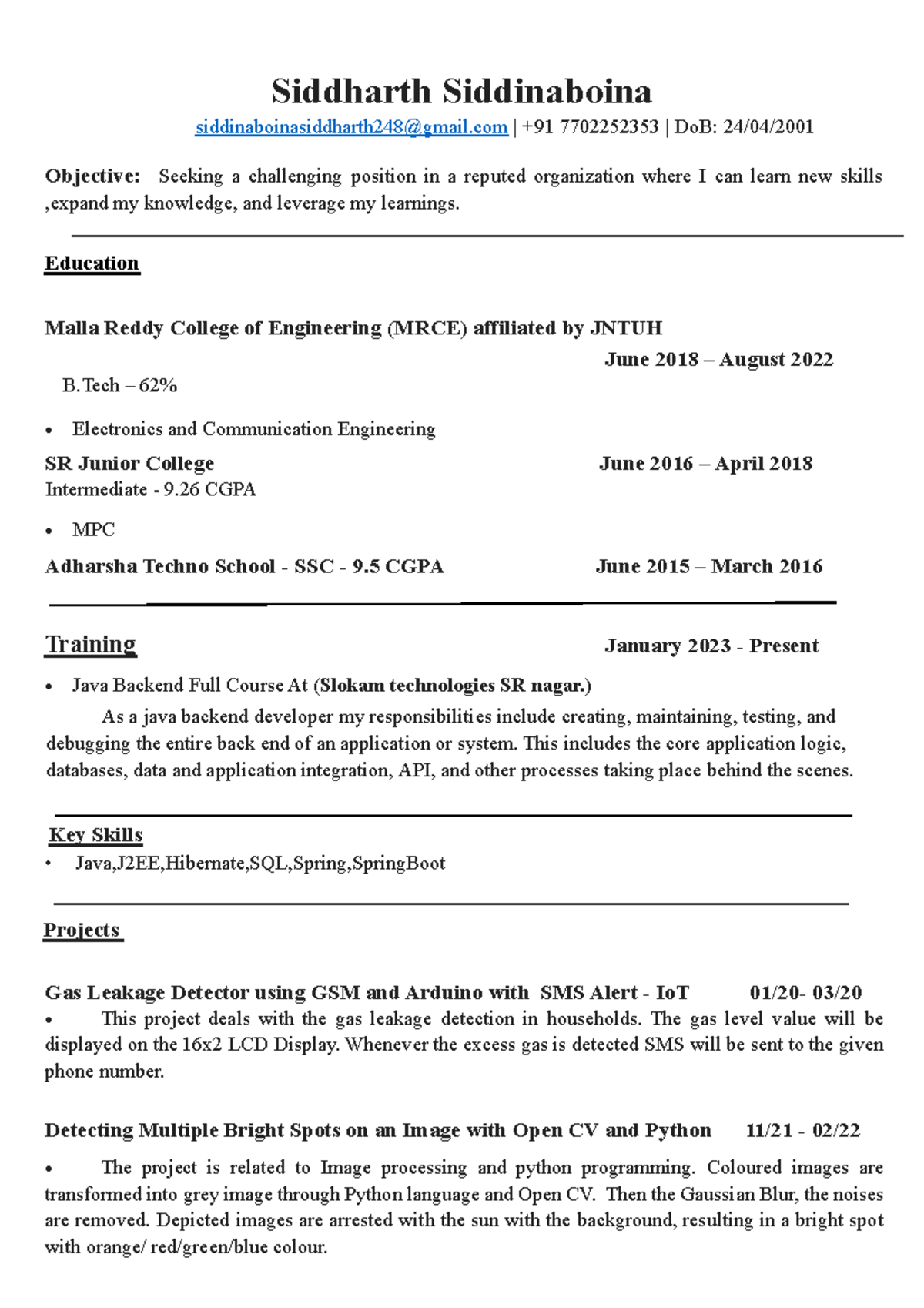 Siddharth Siddinaboina - Resume - Siddharth Siddinaboina ...