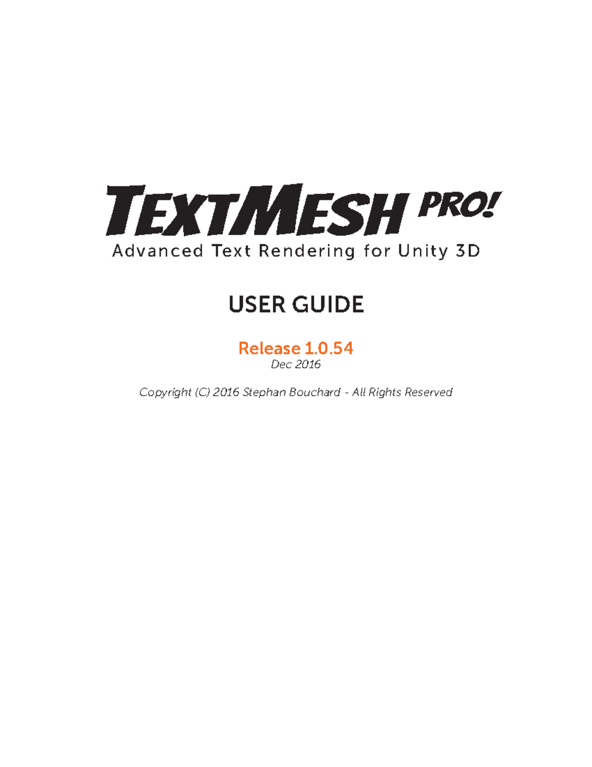 Text Mesh Pro User Guide 2016 Textmesh A D V A N C E D Te X T R E N D