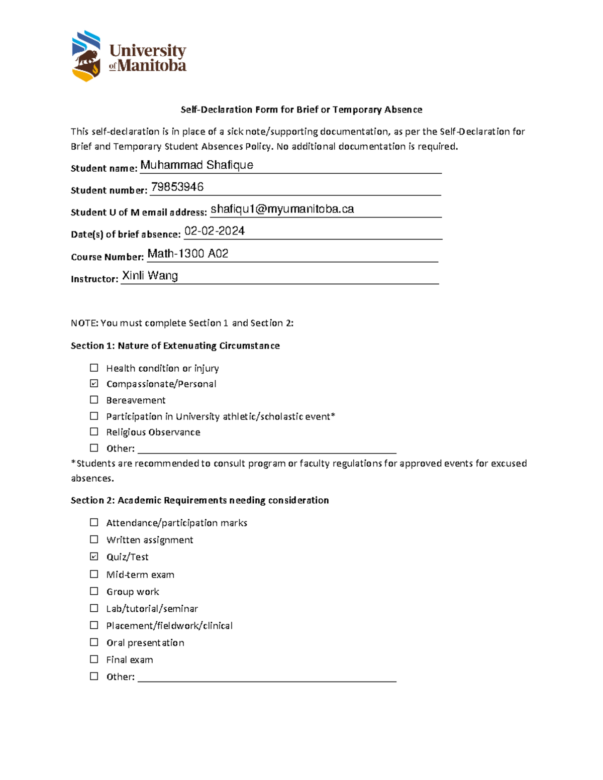 Self Declaration Fillable Form- Muhammad Shafique - Self-Declaration ...