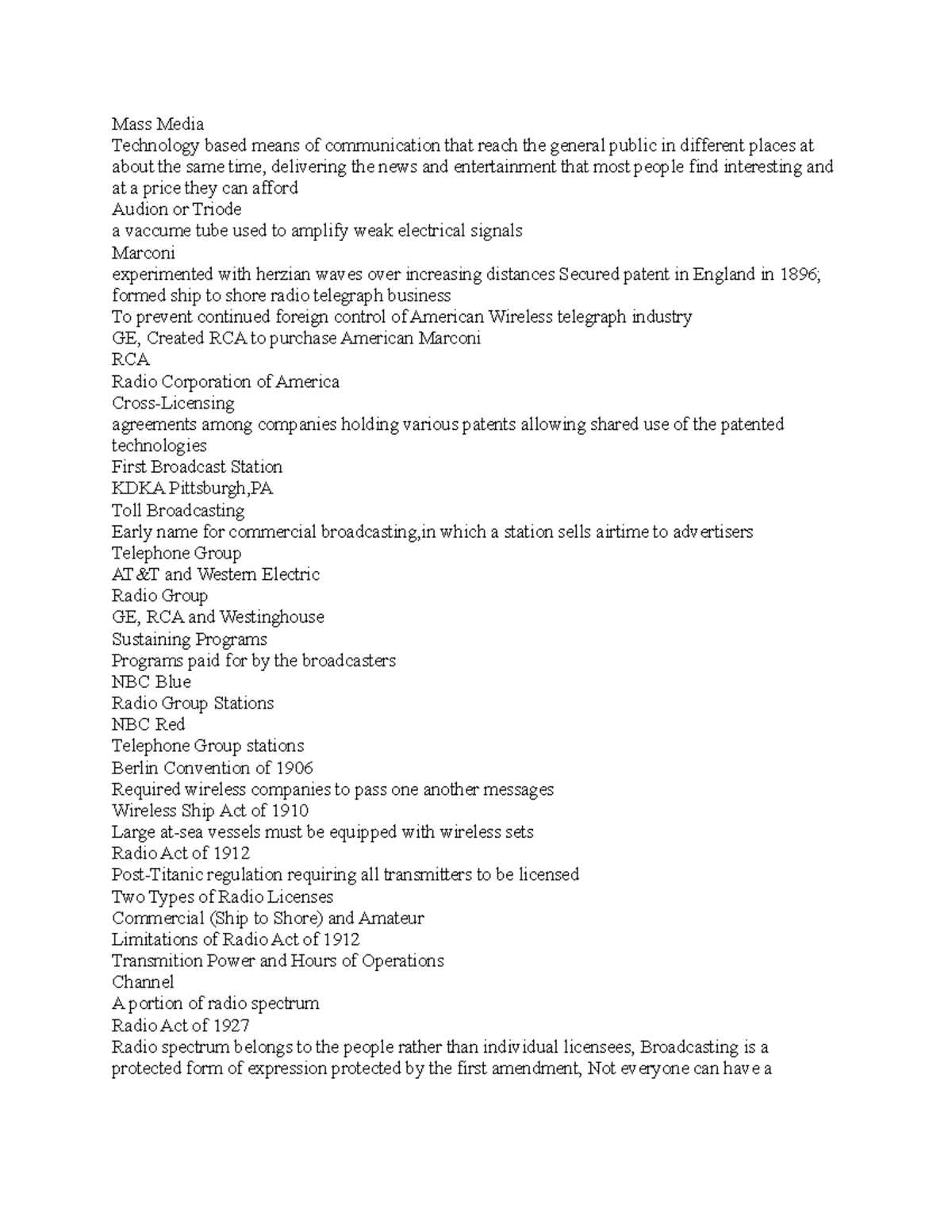 El 2 - notes - Mass Media Technology based means of communication that ...