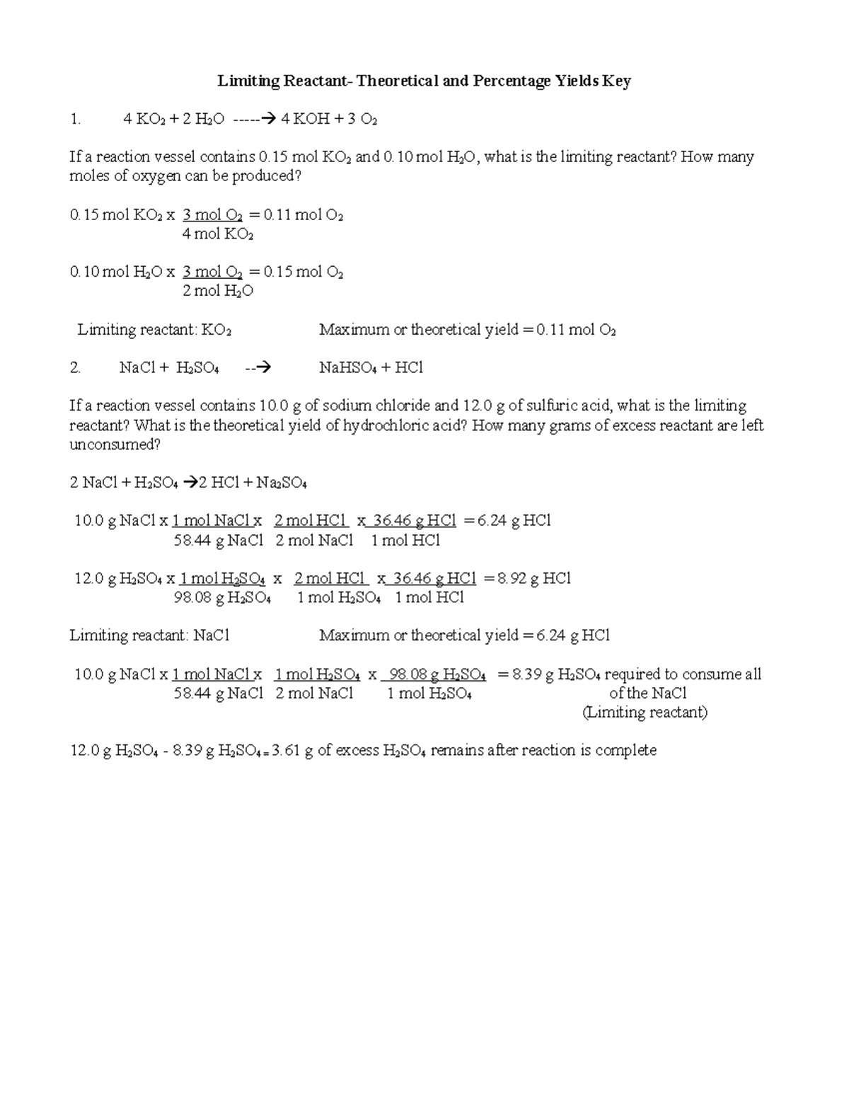 115 Limiting Reactant Key - Studocu
