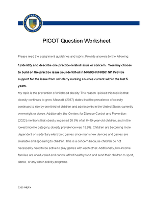 [Solved] what good peer questions to ask about this picot statement ...