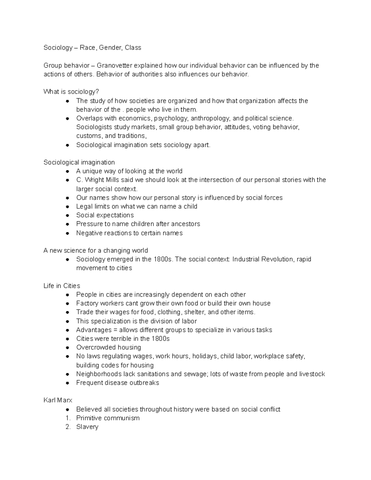 Sociology – Race, Gender, Class - Sociology – Race, Gender, Class Group ...