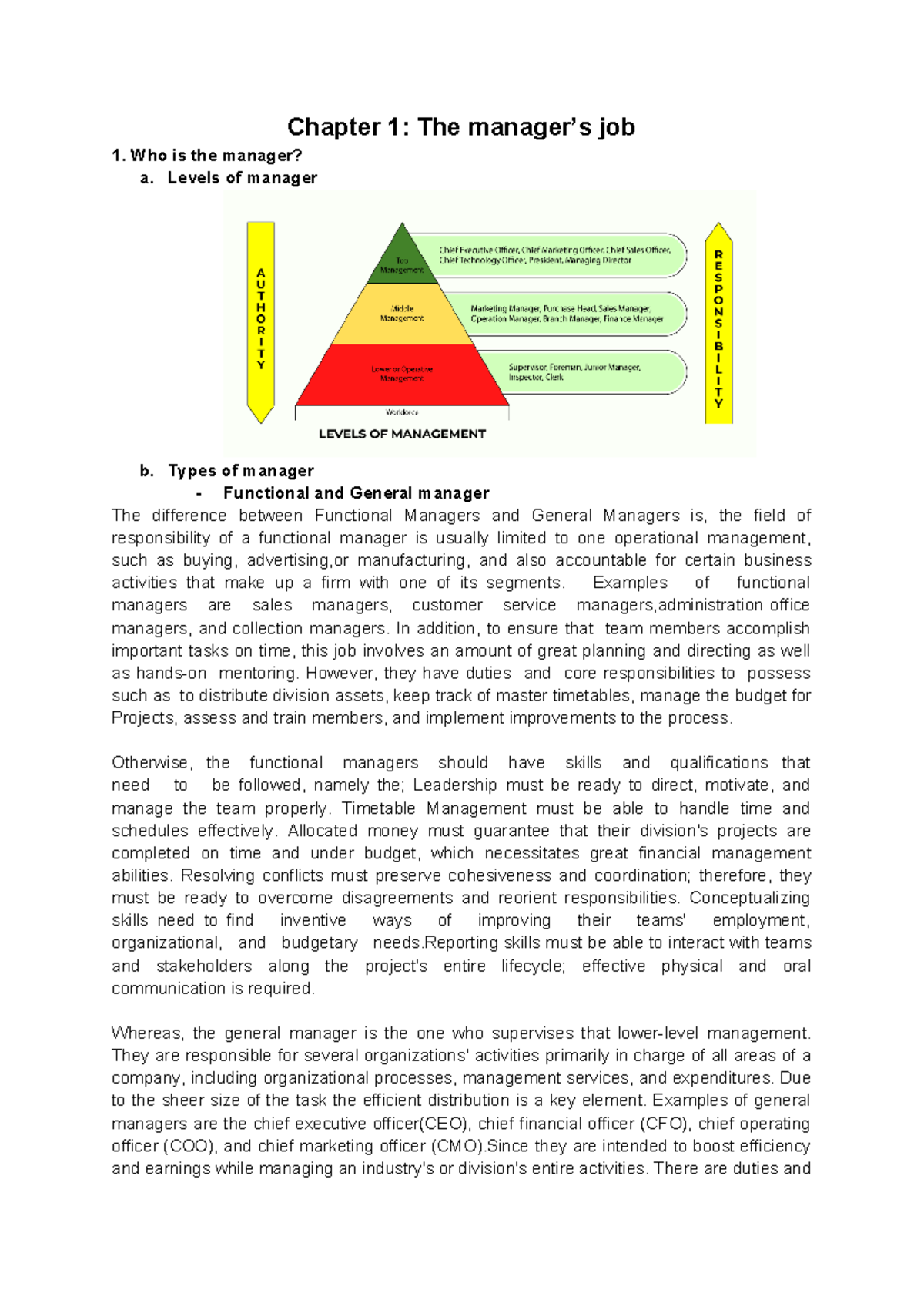 ÔN Final Essential OF Management - Chapter 1: The manager’s job Who is ...