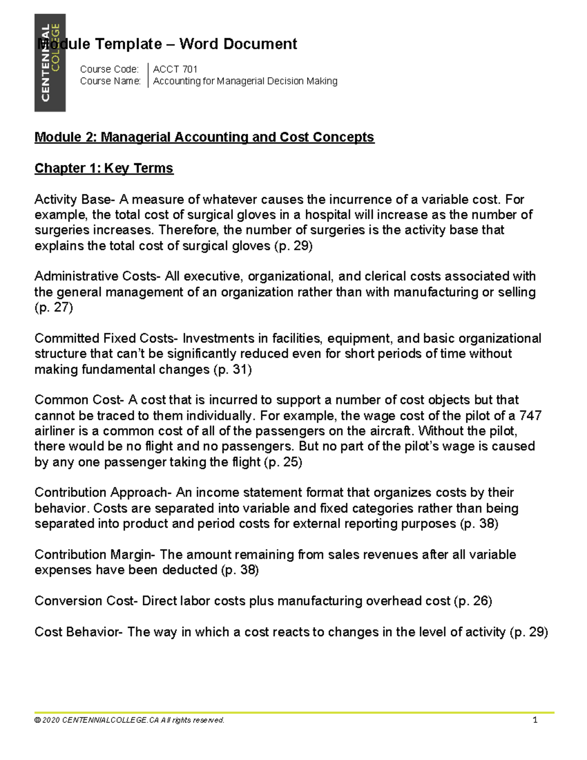 ACCT 701- Module 2- Key Terms Transcript V1 5-18-20 - Module Template – Word Document Course ...