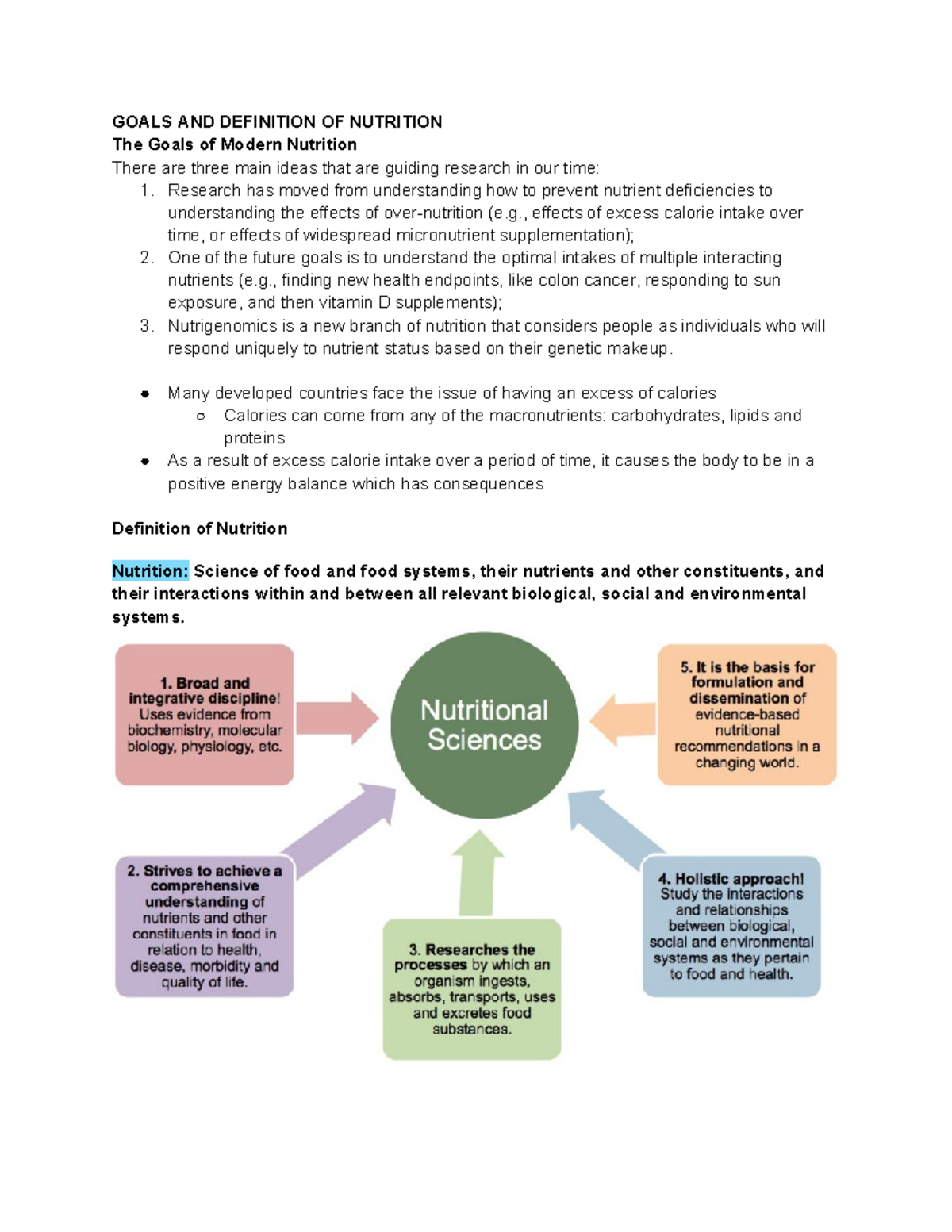 Unit 1 Introduction - unit 1 notes - GOALS AND DEFINITION OF NUTRITION ...