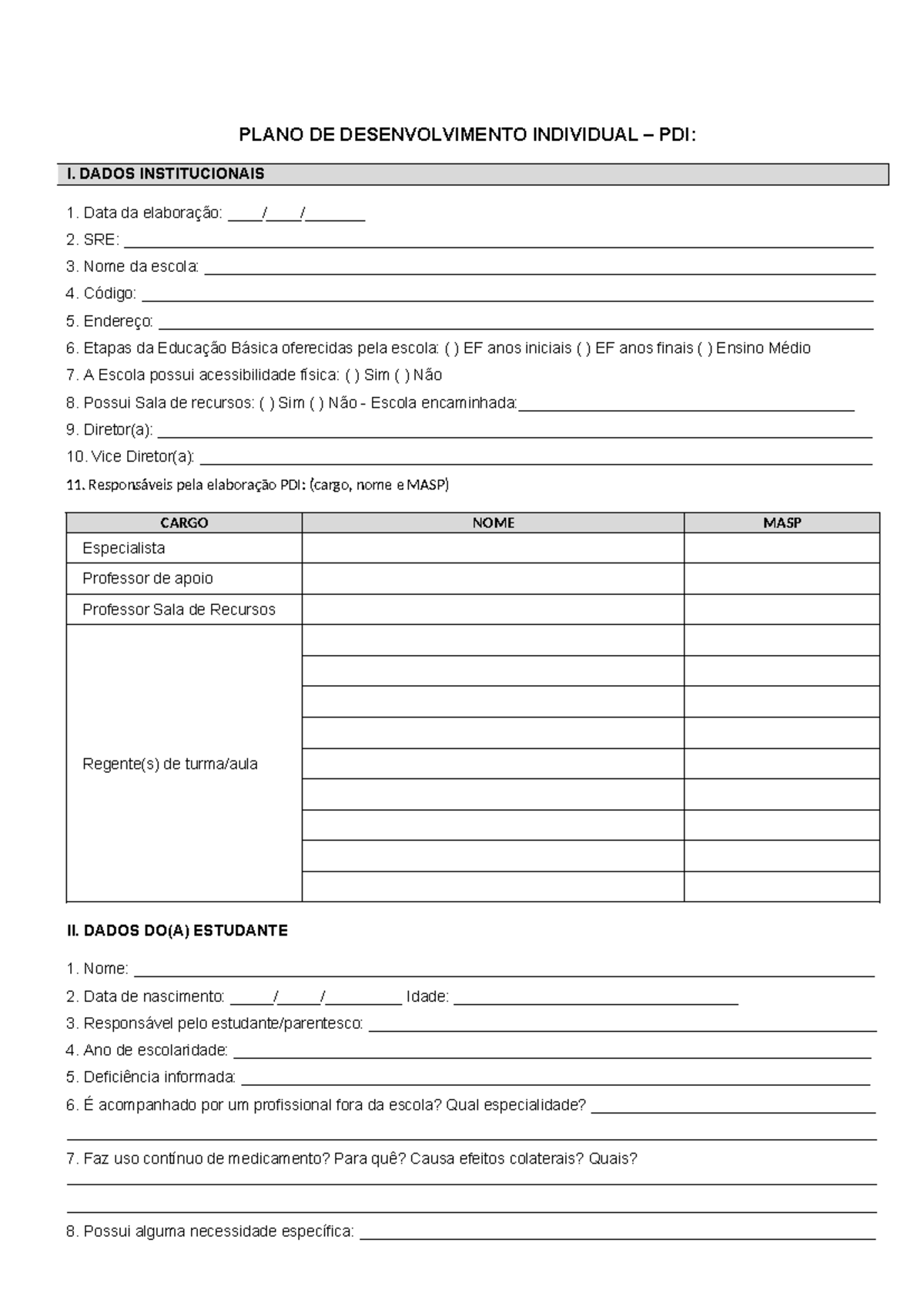 PDI EM Branco 2022 - PLANO DE DESENVOLVIMENTO INDIVIDUAL – PDI: I ...