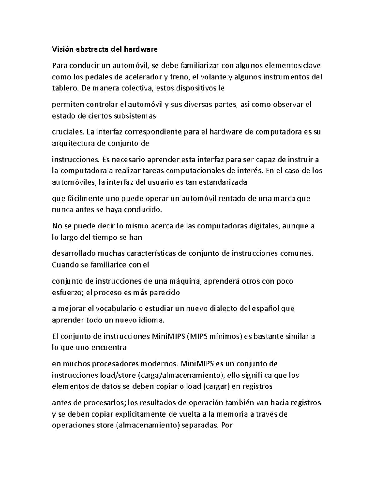 Visión abstracta del hardware - Visión abstracta del hardware Para ...