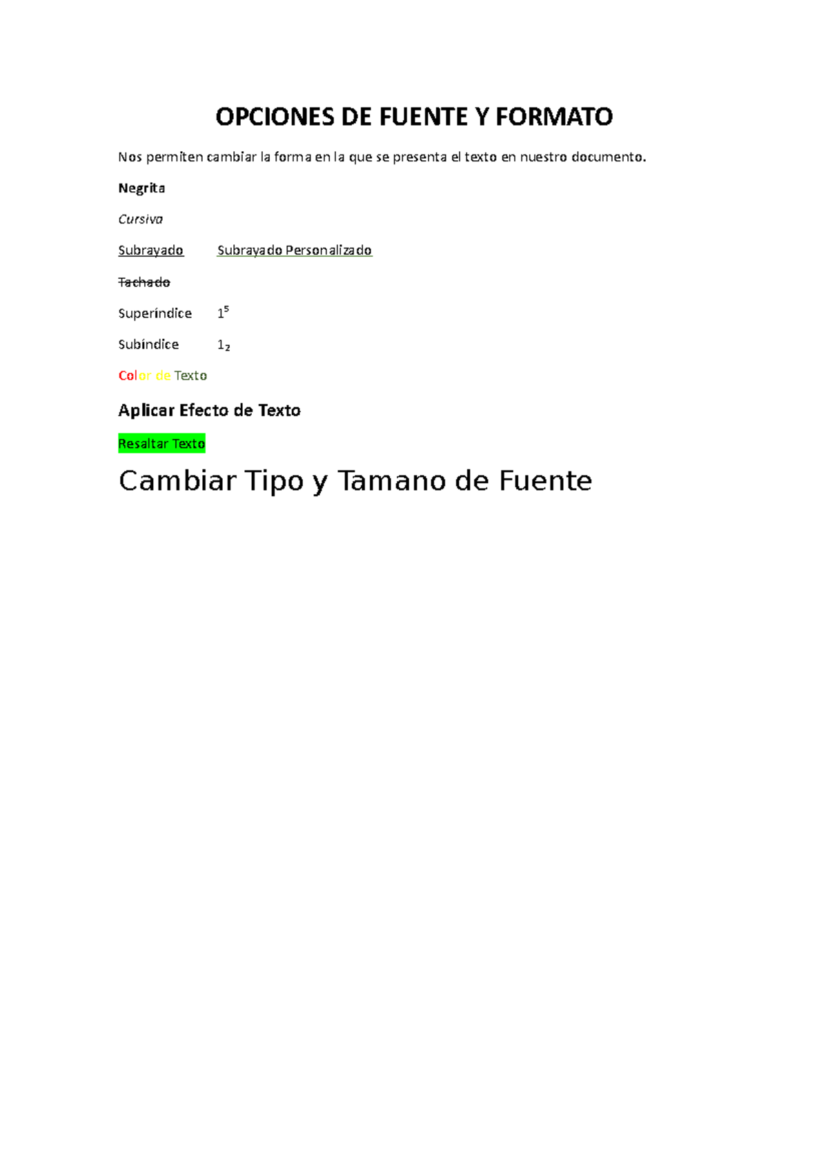 Opciones DE Fuente Y Formato - OPCIONES DE FUENTE Y FORMATO Nos ...