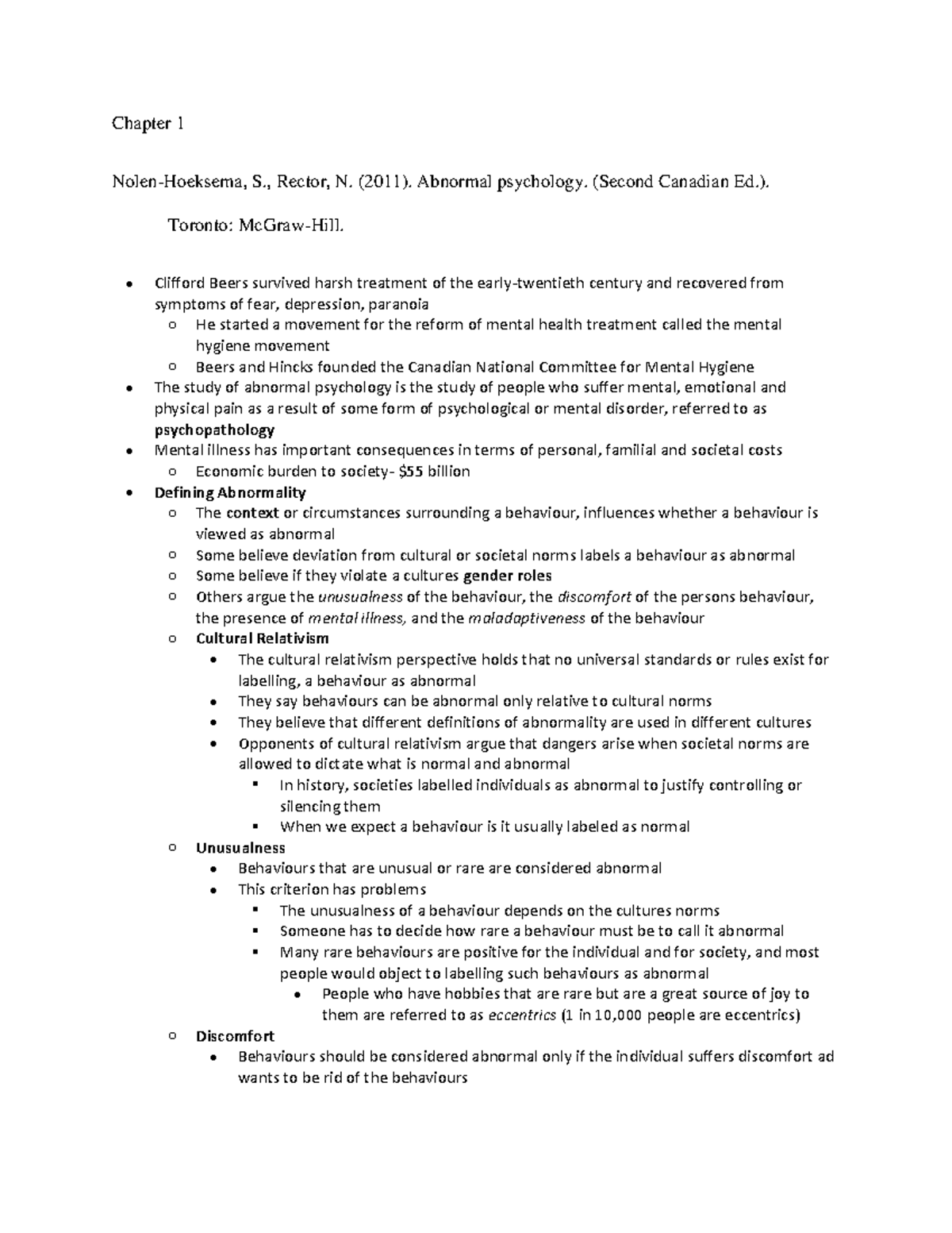 Psychological Disorders - Lecture notes - Chapter 1 - Chapter 1 S ...