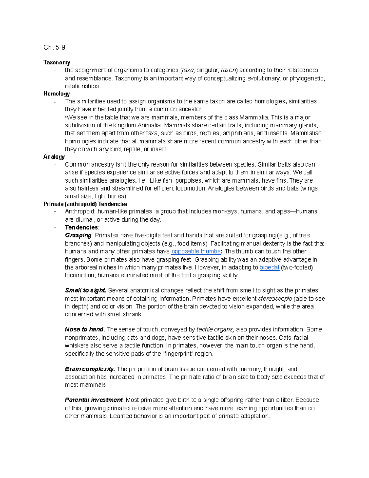 Anthropology Ch 5 Taxonomy The Assignment Of Organisms To