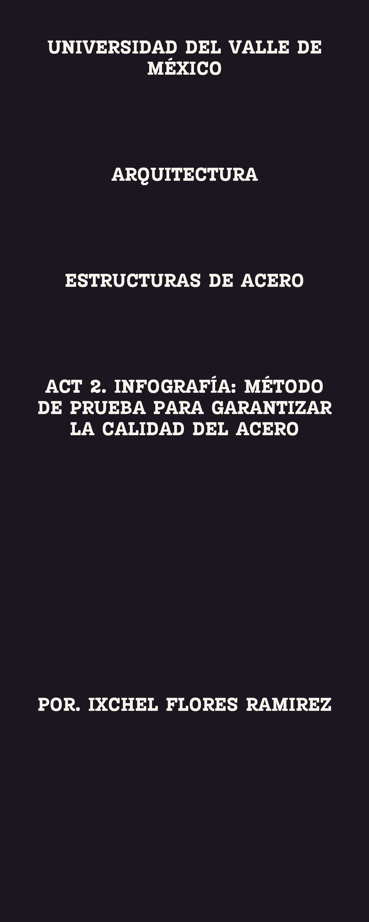 Act 2. Infografía - UNIVERSIDAD DEL VALLE DE MÉXICO ARQUITECTURA ESTRUCTURAS DE ACERO ACT 2 ...