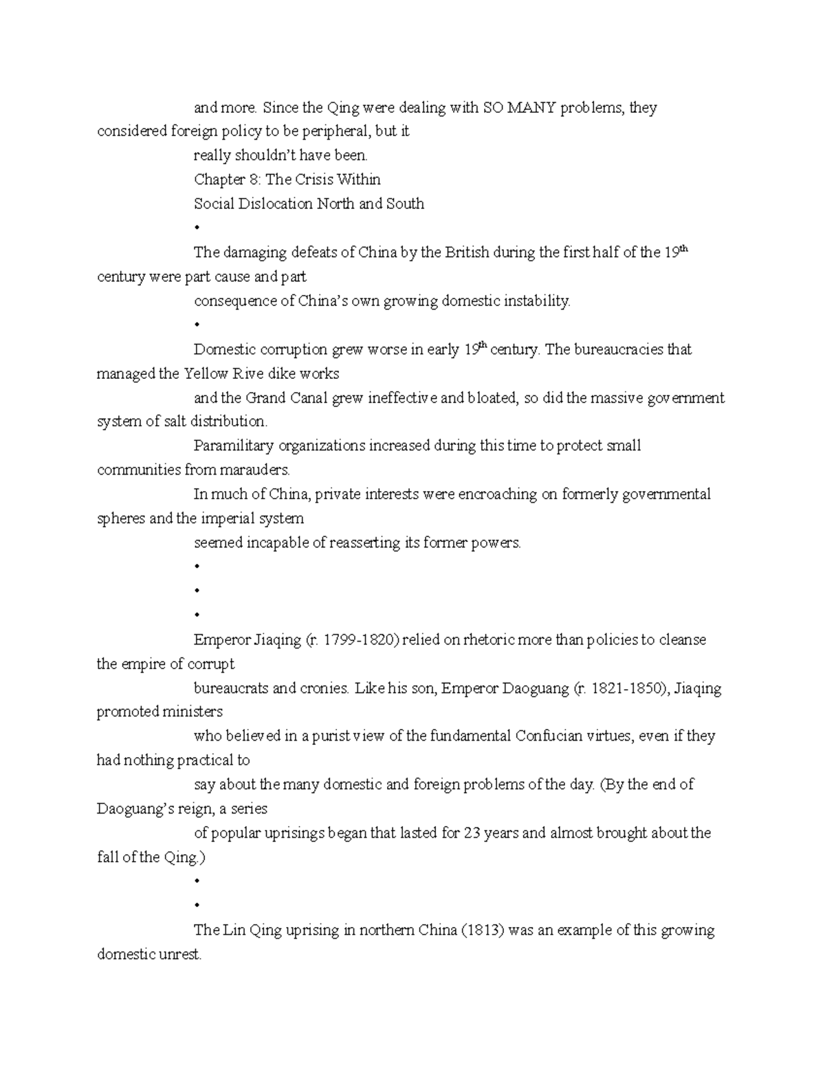 HIST 122 - History of China notes for the year '23, spring semester ...