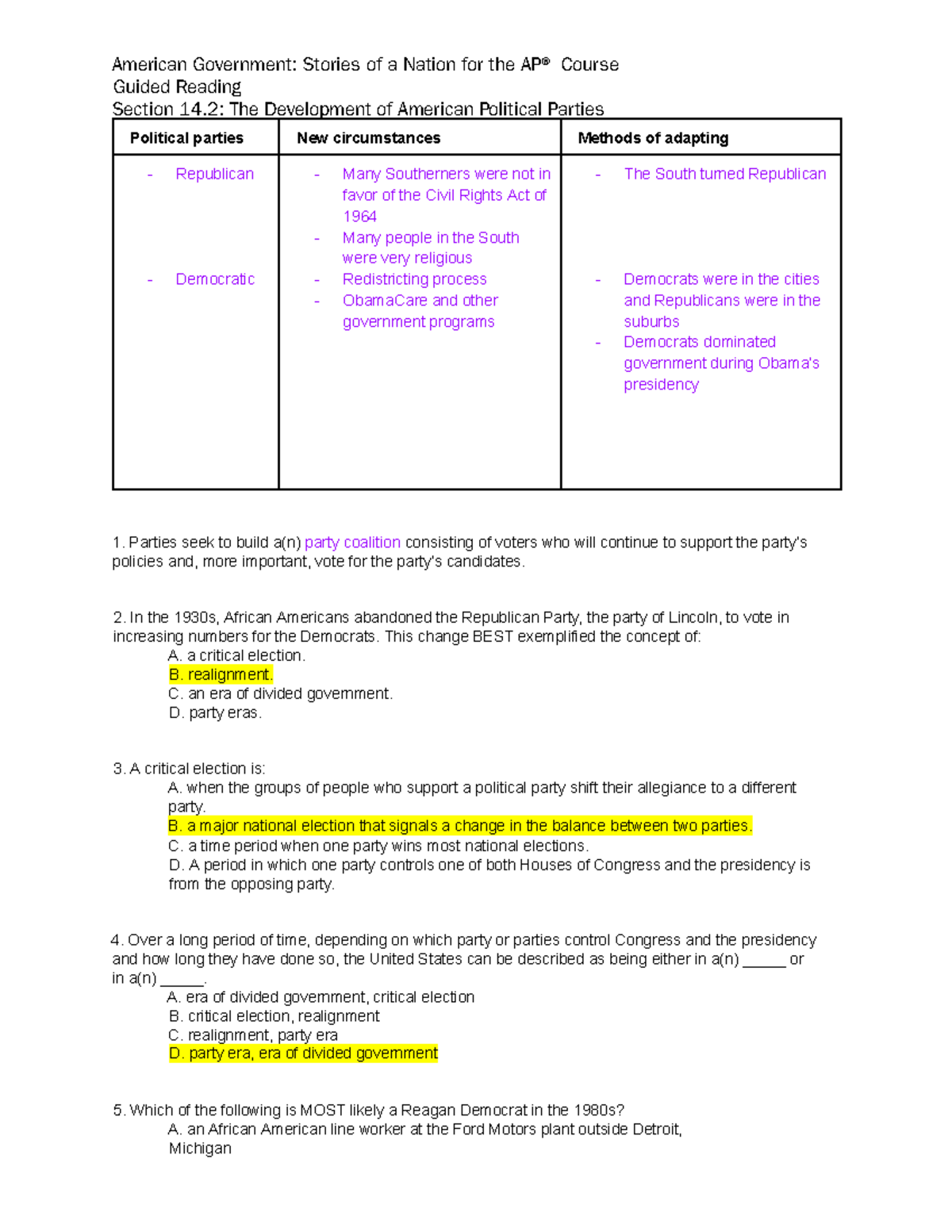 14.2 Reading Guide - American Government: Stories of a Nation for the ...