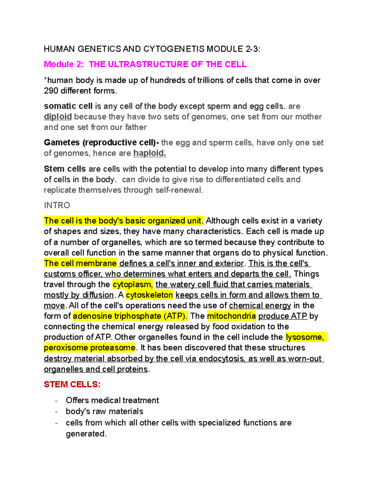 Human Genetics AND Cytogenetis Module 2-3 - HUMAN GENETICS AND ...