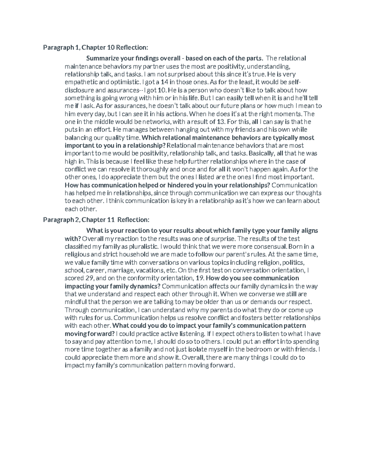 Chapter 10&11 Reflection - Paragraph 1, Chapter 10 Reflection ...