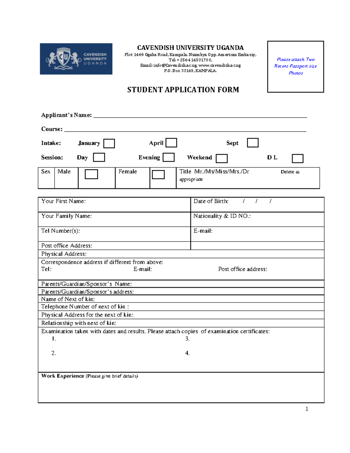 New Application Form - Applicant’s Name: - Studocu