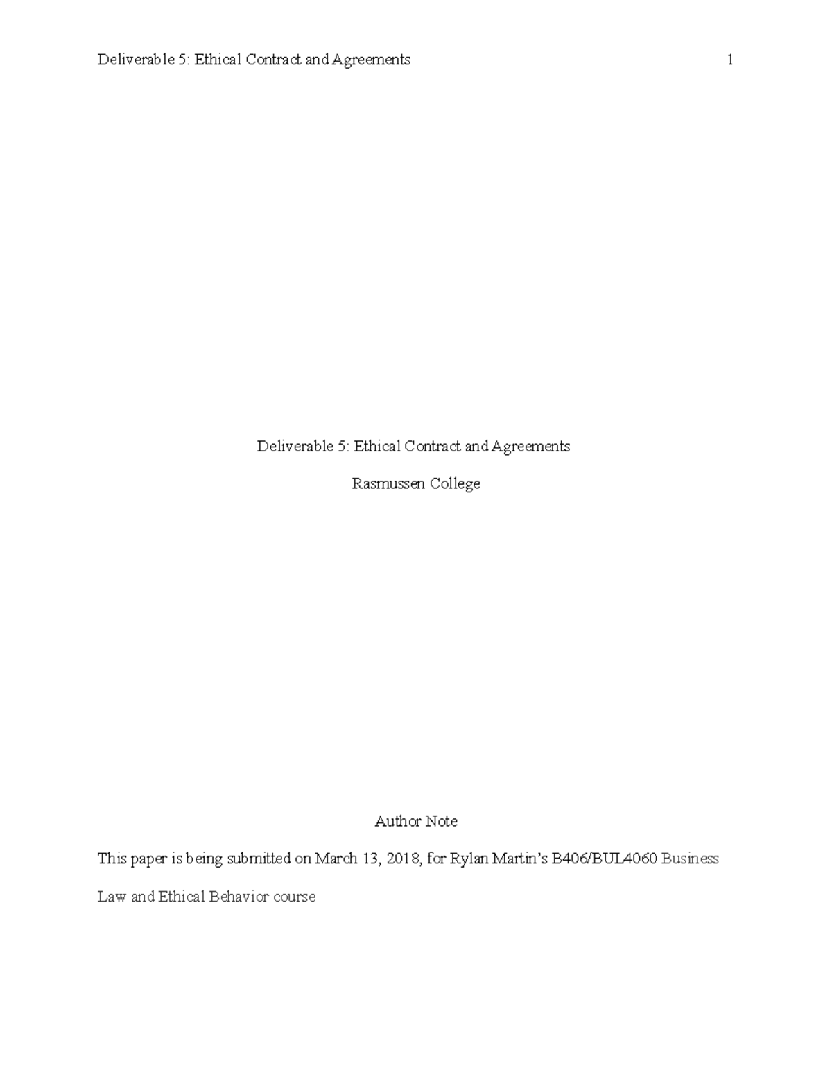 Ethical Contract And Agreements 031318 - Deliverable 5: Ethical ...