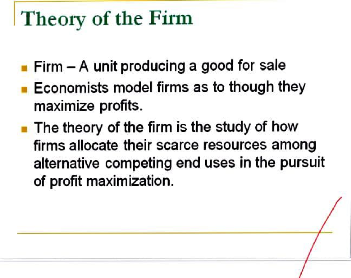 Theory of firm, Apr 12, 2021 - MICROECONOMICS - Studocu