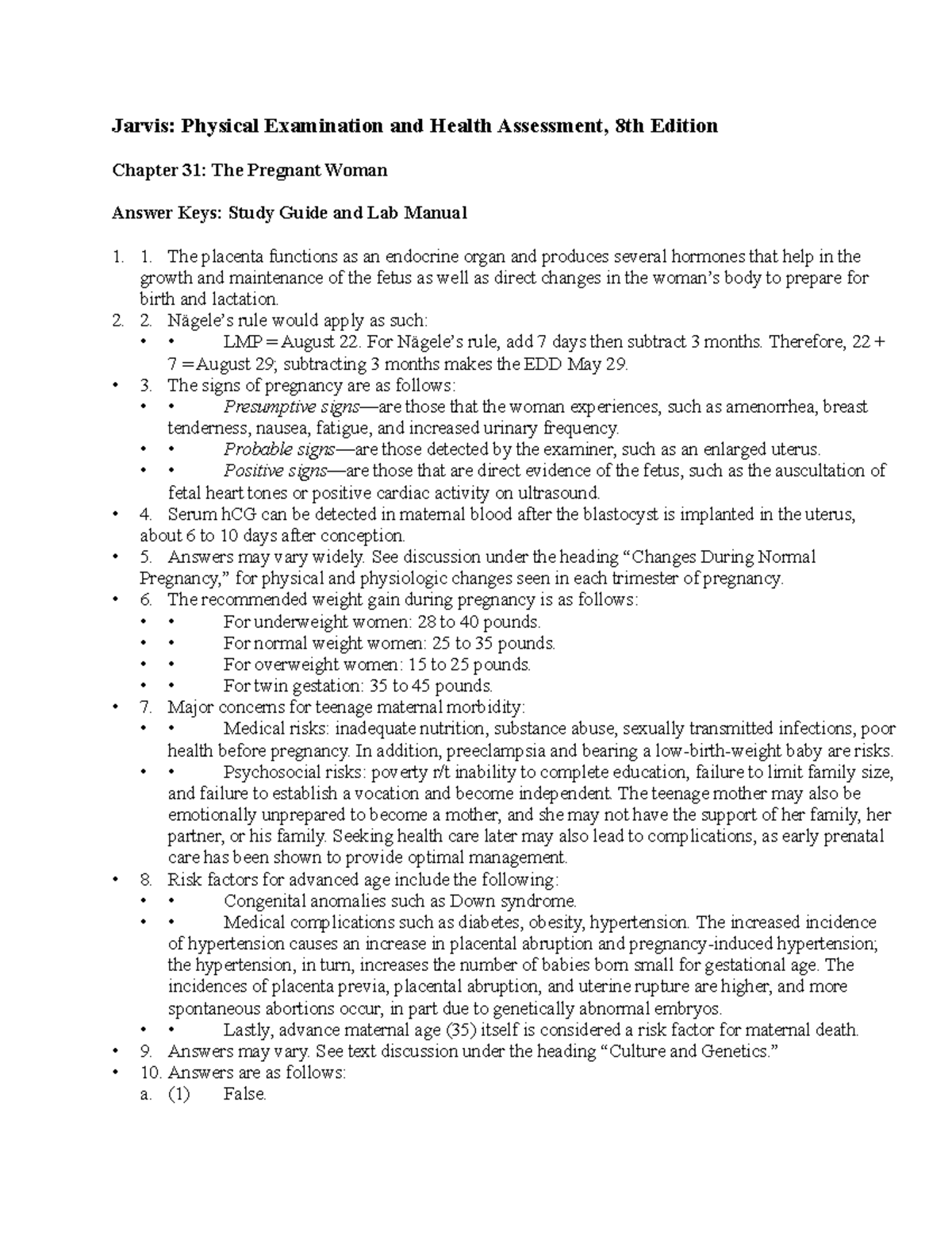 Chapter 31- The Pregnant Woman - Jarvis: Physical Examination and ...