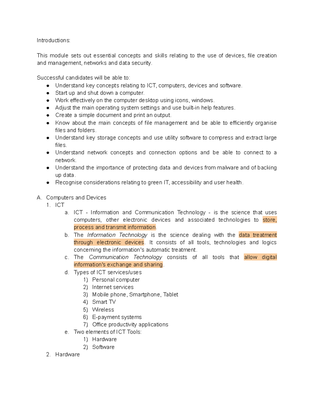 1. Computer Essentials - Introductions: This module sets out essential ...