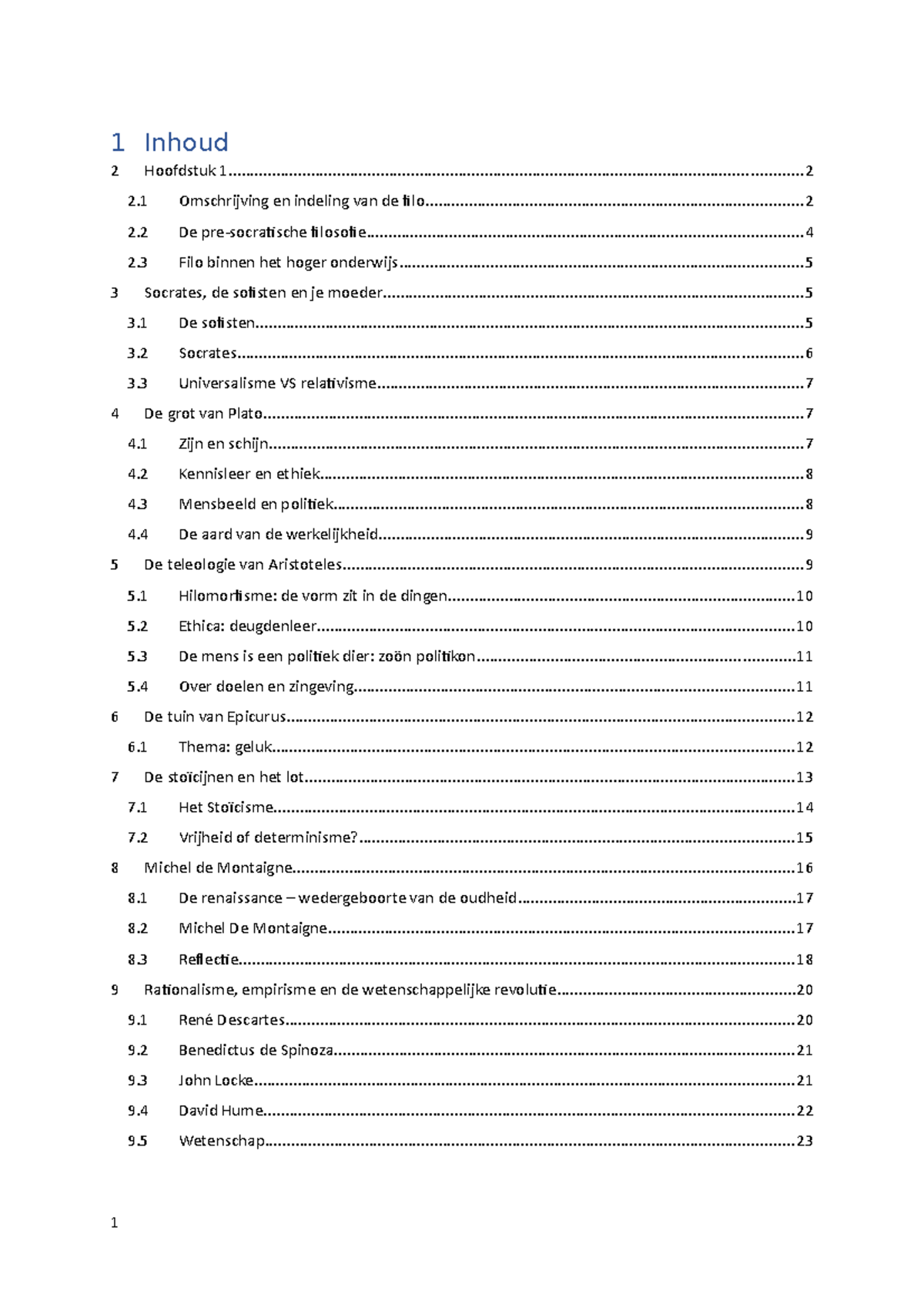 Samenvatting Filosofie 2022 - 1 Inhoud 2 Hoofdstuk - Studocu