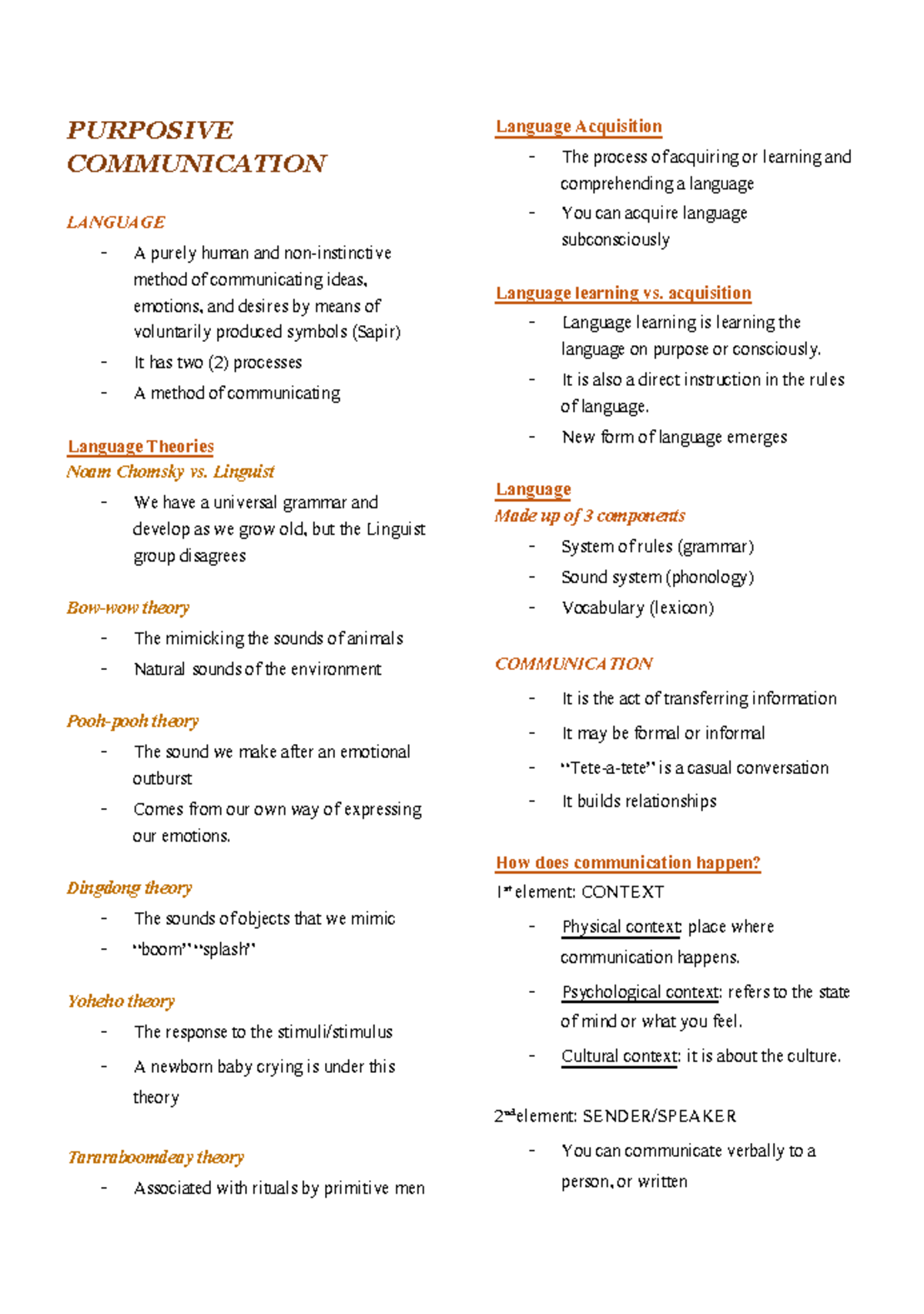 Purposive communication - PURPOSIVE COMMUNICATION LANGUAGE A purely ...