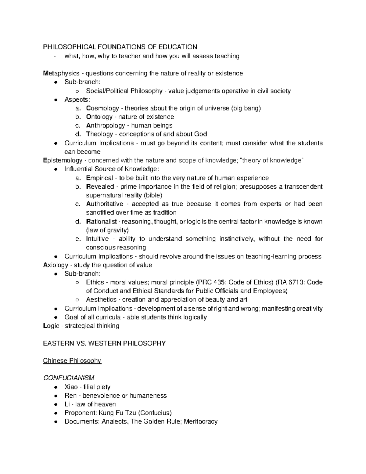 PED 1 06 01 24 - none - PHILOSOPHICAL FOUNDATIONS OF EDUCATION what ...