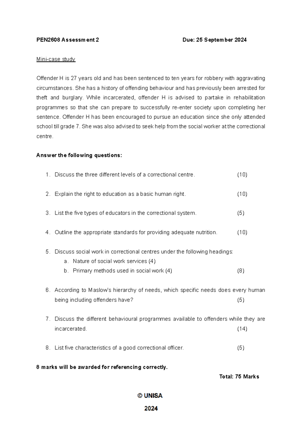PEN2608 Assessment 2- Due 25 September 2024 0e7254d88c5f469995292306 ...