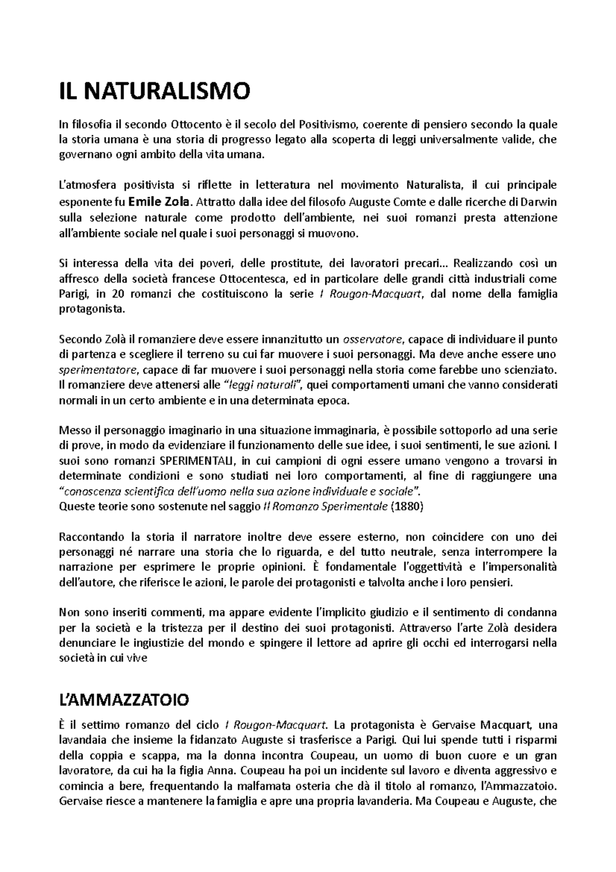IL Naturalismo e IL Verismo - IL NATURALISMO In filosofia il secondo ...