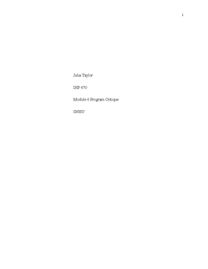 Module Three Program Critique - 3-2 Module Three: Program Critique IHP ...