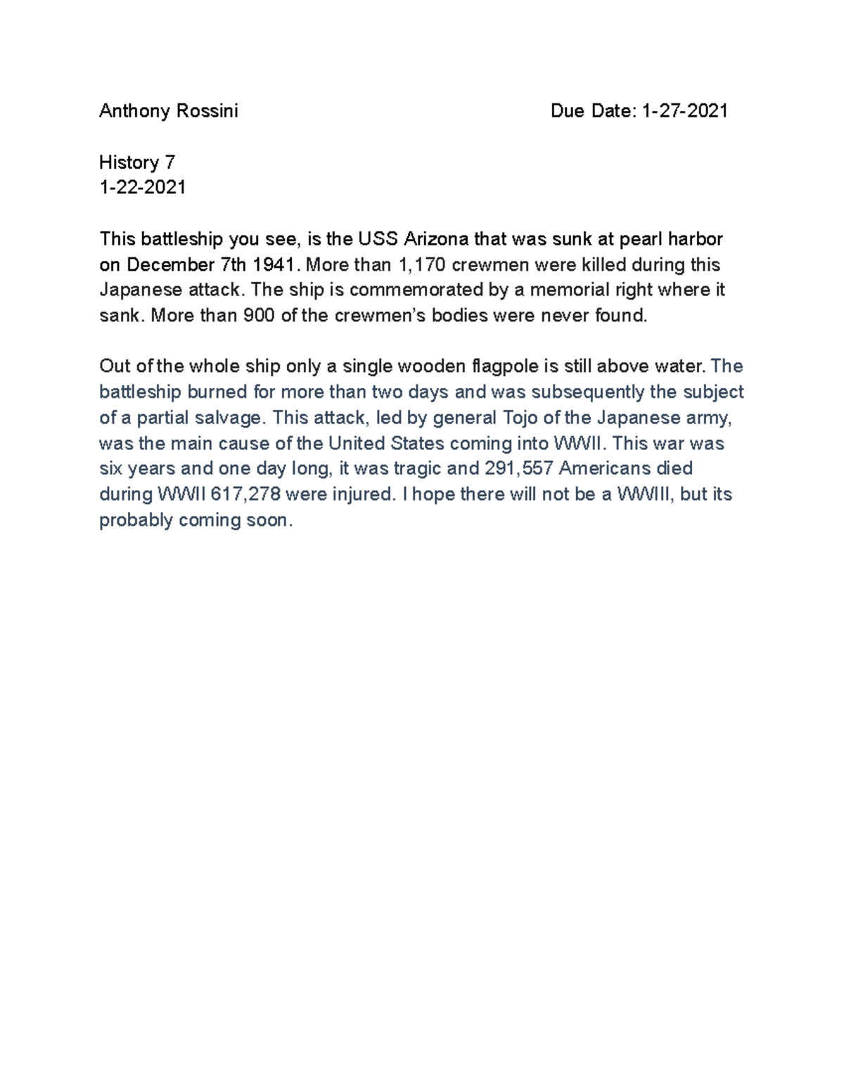WWII Project - Study Guide - Anthony Rossini Due Date: 1-27- History 7 ...