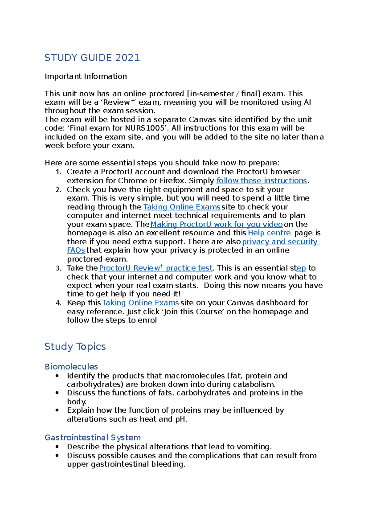 Study Guide 2021 - STUDY GUIDE 2021 Important Information This unit now ...