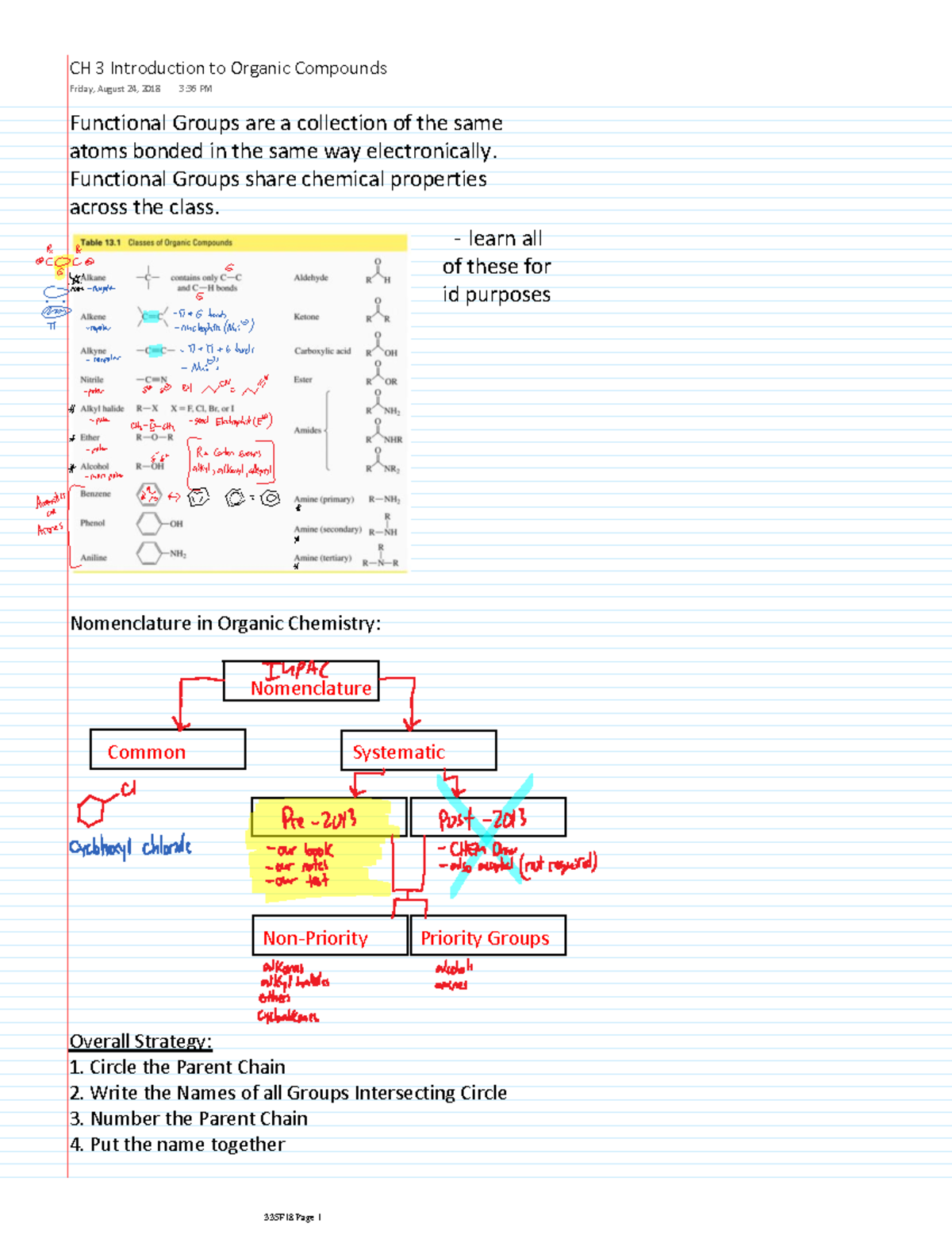 8-27 Naming Notes - CH 3 Introduction to Organic Compounds Friday ...