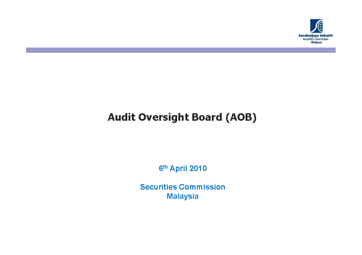 Presentation slides by the AOB Executive Chairman - ** ** ** - Studocu