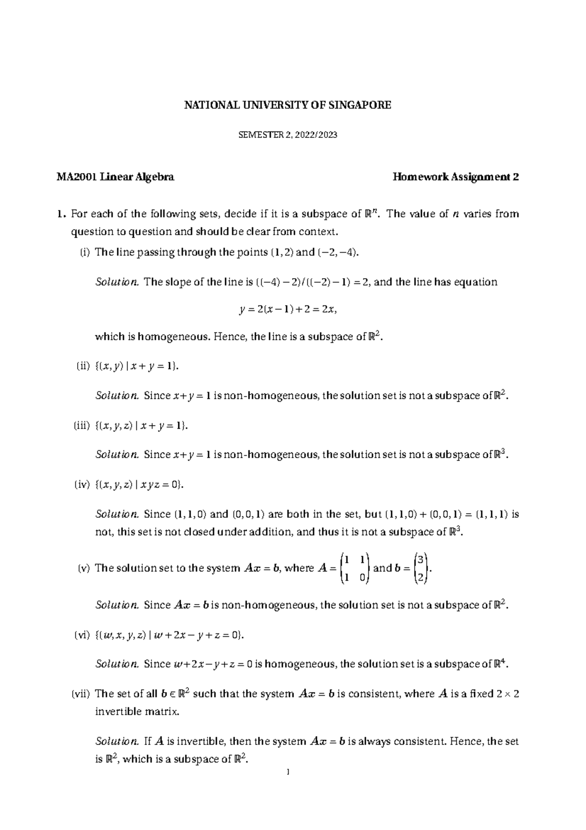 MA2001-HW2 - answers for assignment 2 written - NATIONAL UNIVERSITY OF ...