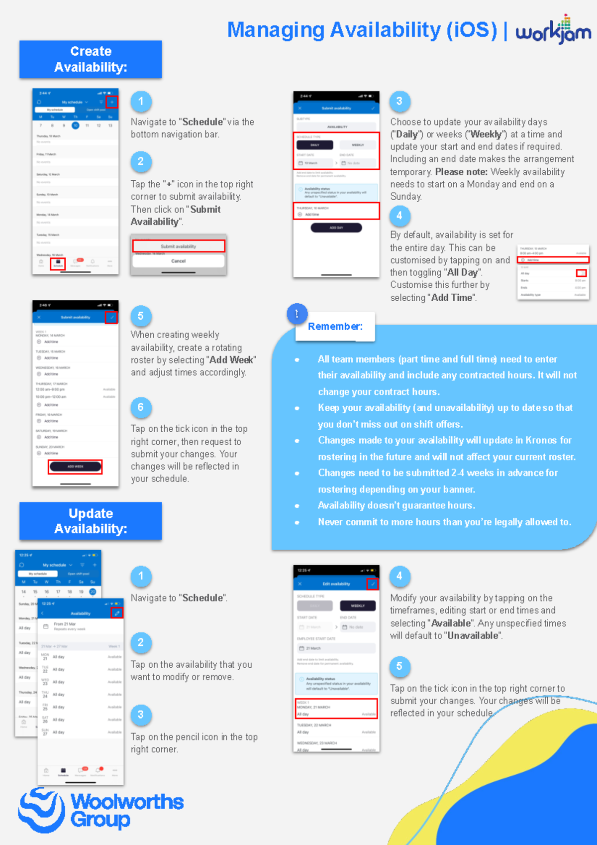 Work Jam Managing Availability - 1 Managing Availability (iOS) | Create ...
