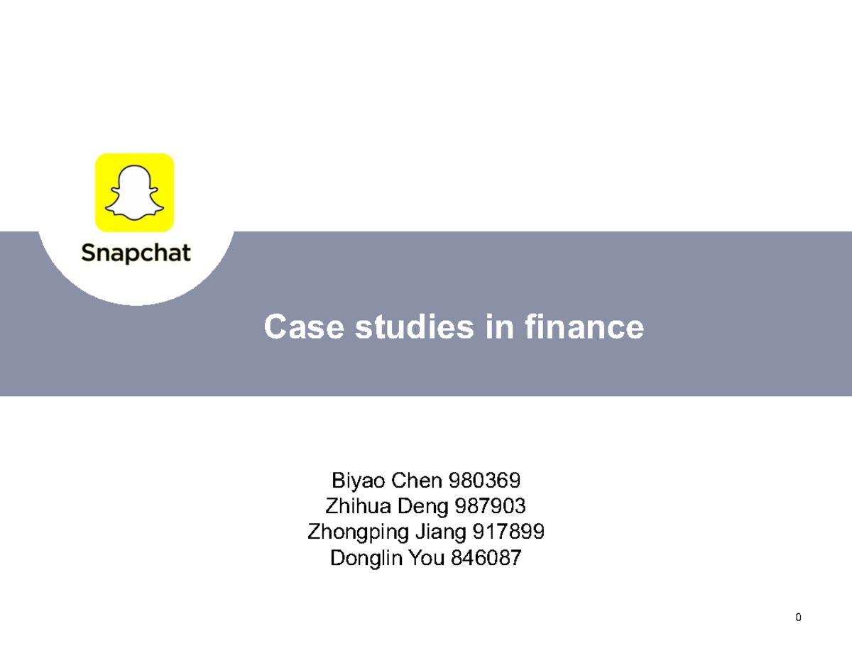 Snap Stream 1 - valuation of snapchat case. Provides full details of ...